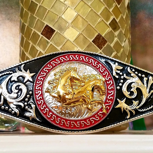 unbranded | Accessories | Western Men Long Belt Buckle 2 Horses 7x35 ...